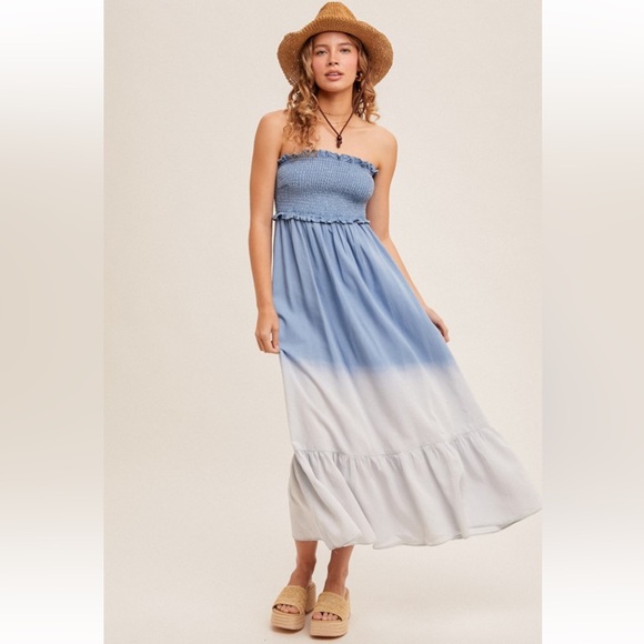 Hem & Thread | Dresses | 879 Hem Thread Smocked Maxi Dress Tencel Denim ...